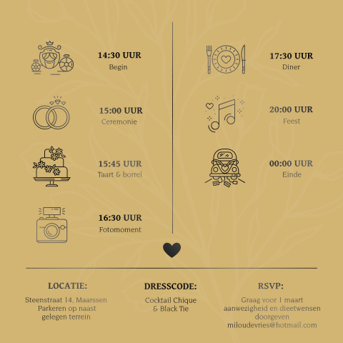 Programma trouwkaarten met extra informatie